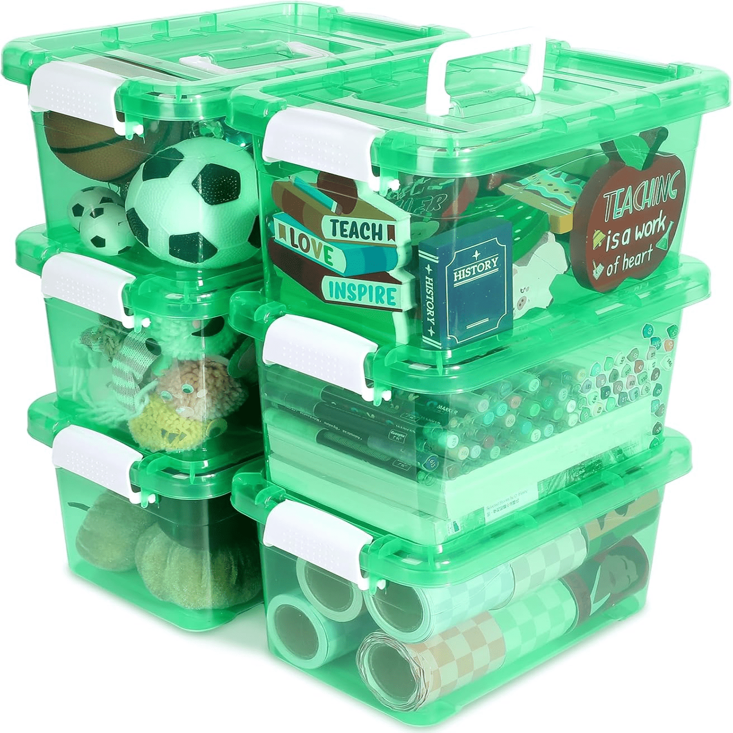 chdqwer 6 Pack 7 Quart Colorful Plastic Storage Bins with Lids Storage ...