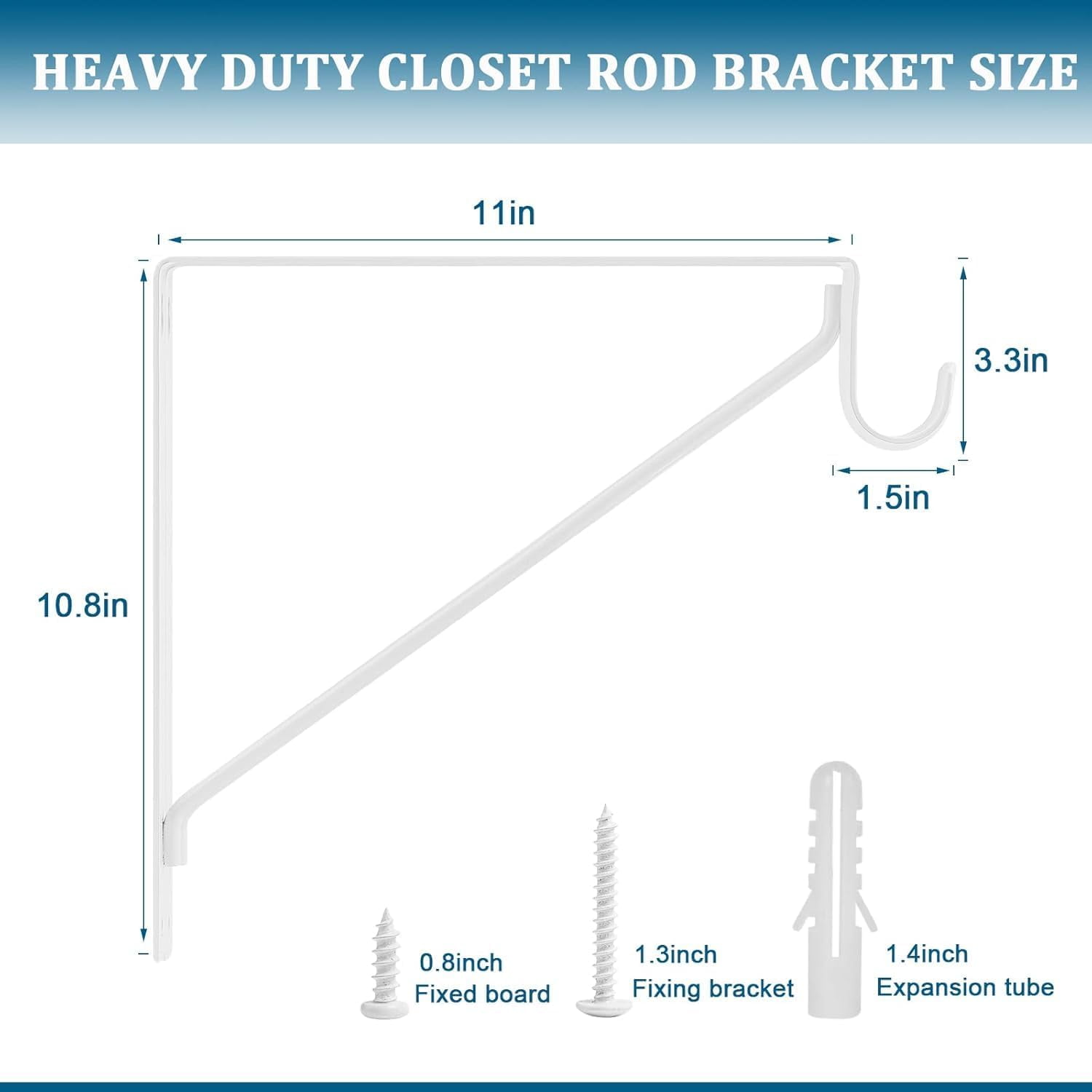 chdqwer 6PCS Heavy Duty White Closet Rod 11 x 11 Inch 1-3/8Inch ...