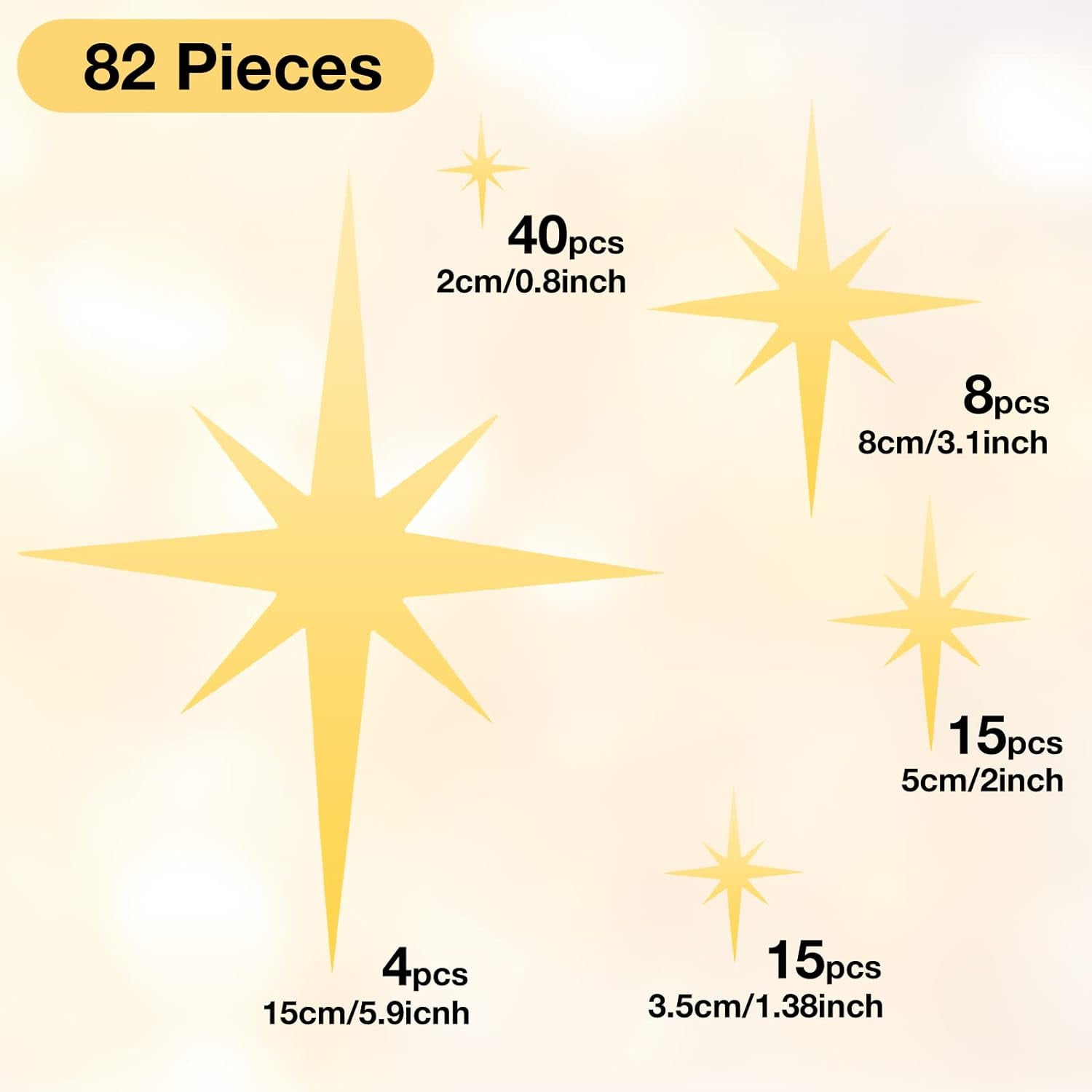 chdqwer 82 Pieces Mirror Wall Stickers Star Wall Decals Decor Removable ...