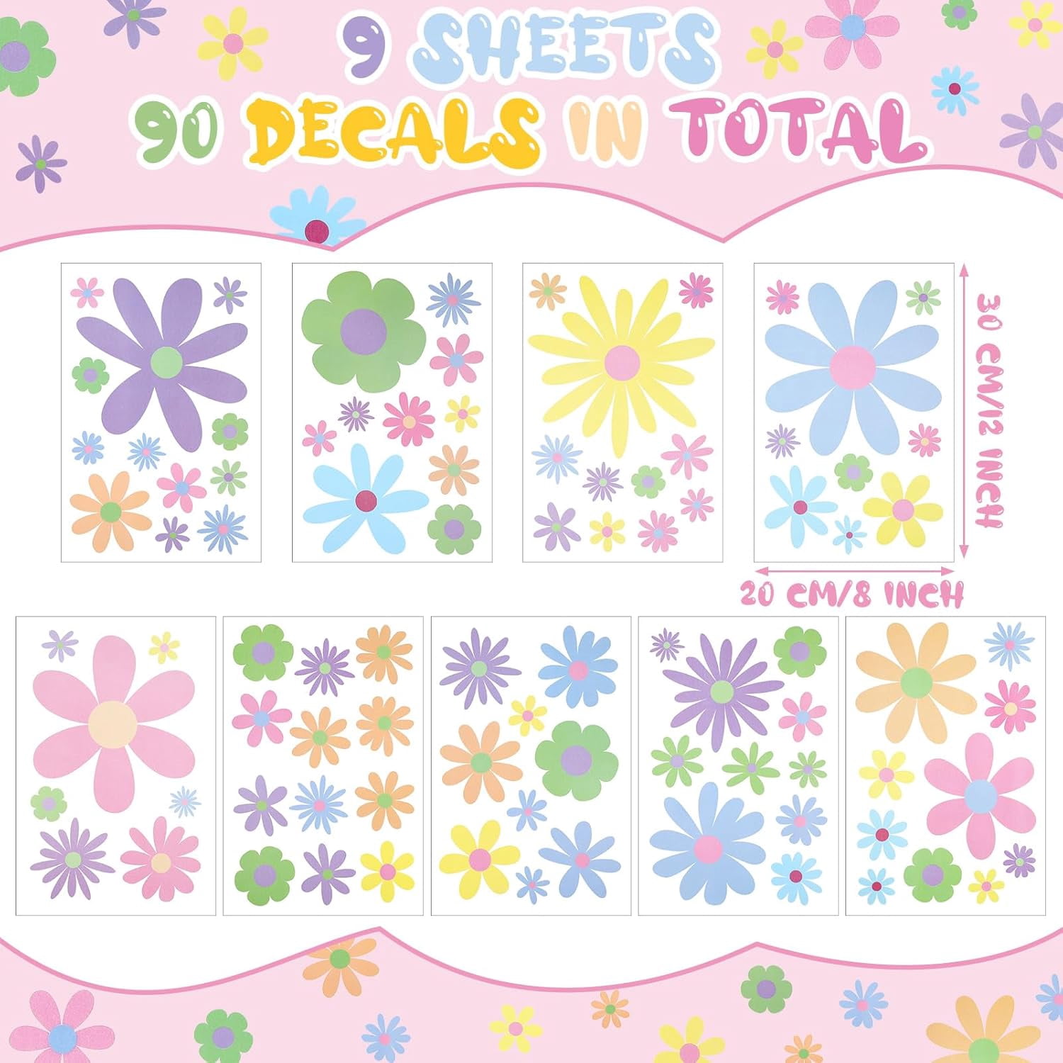 chdqwer 90 Pcs Daisy Wall Decal Alphabet Vinyl Wall Decals Boho Decal ...