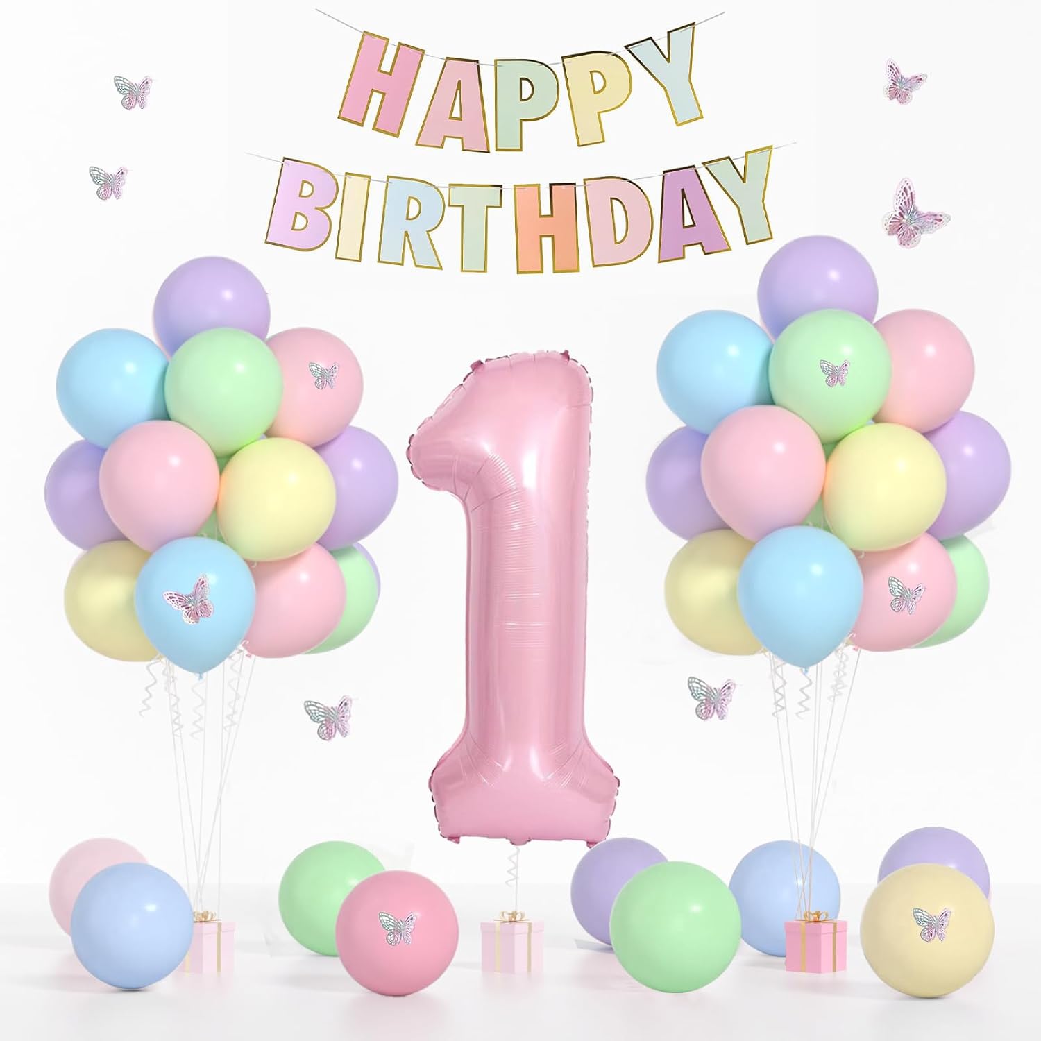 chdqwer Baby Blue White Balloons And 40inch 1 Balloon First Birthday ...