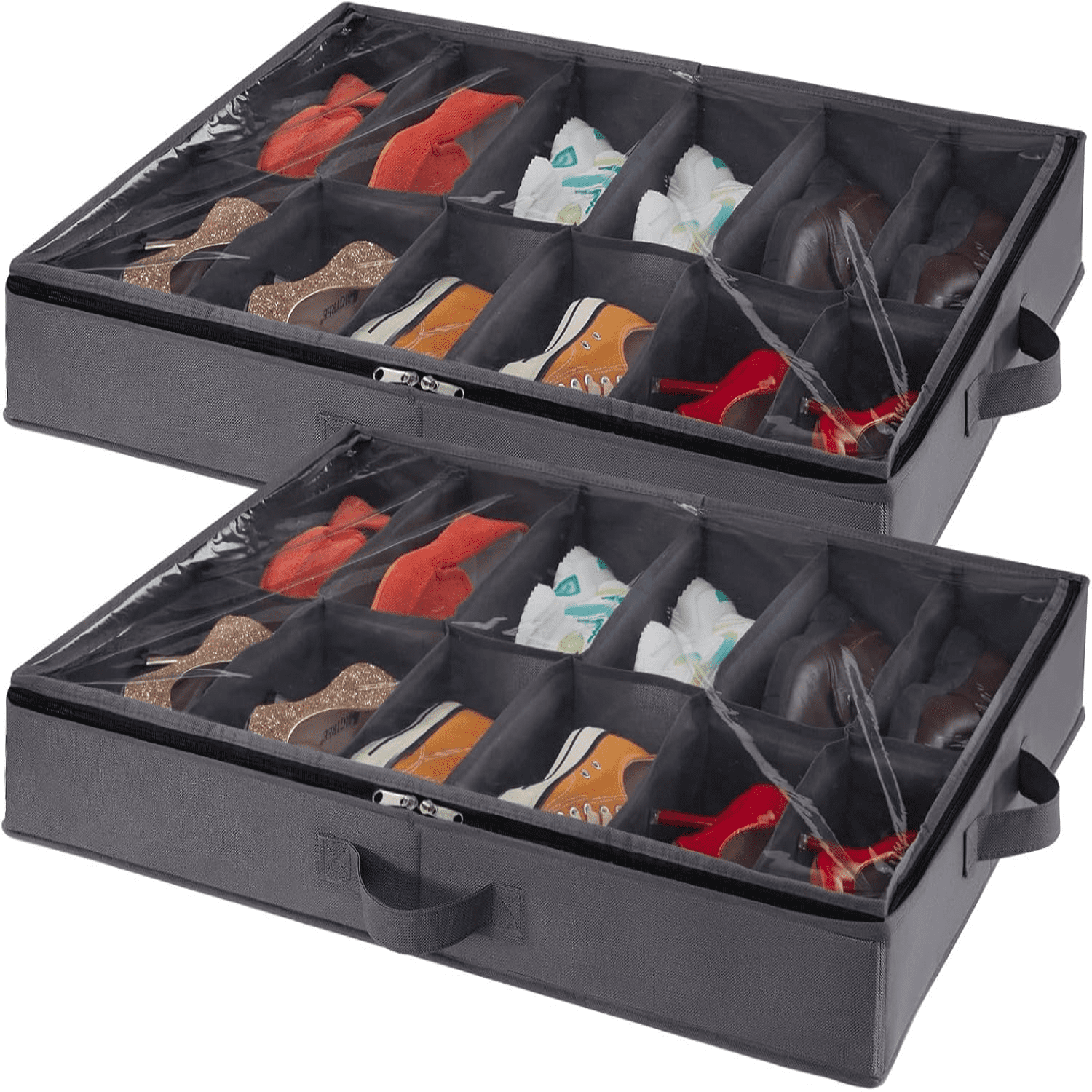 chdqwer Under Bed Shoe Storage Organizer 4.3 Inches Tall Low Profile ...