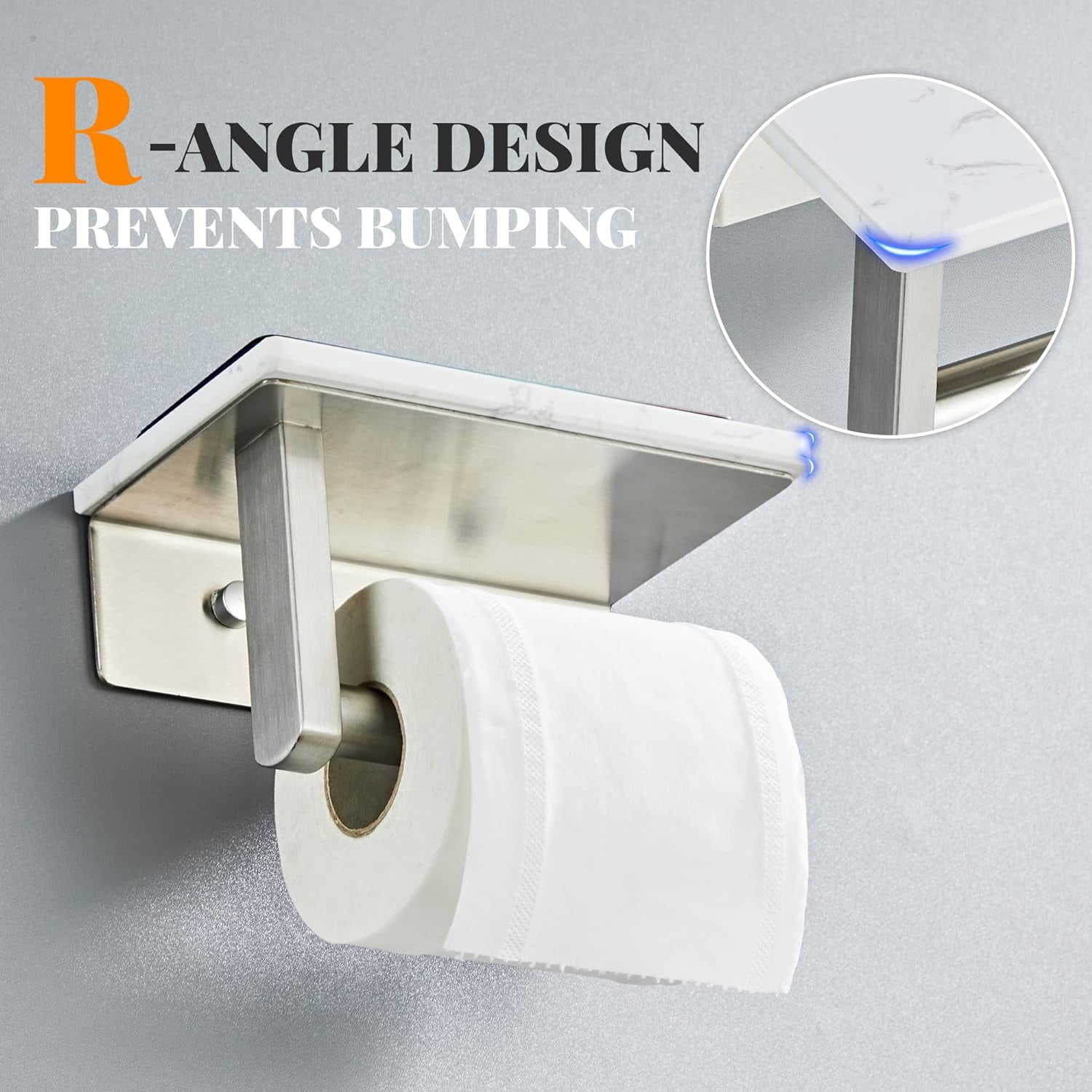 chdqwer Brushed Gold Toilet Paper Holder with Shelf 304 Stainless Steel ...