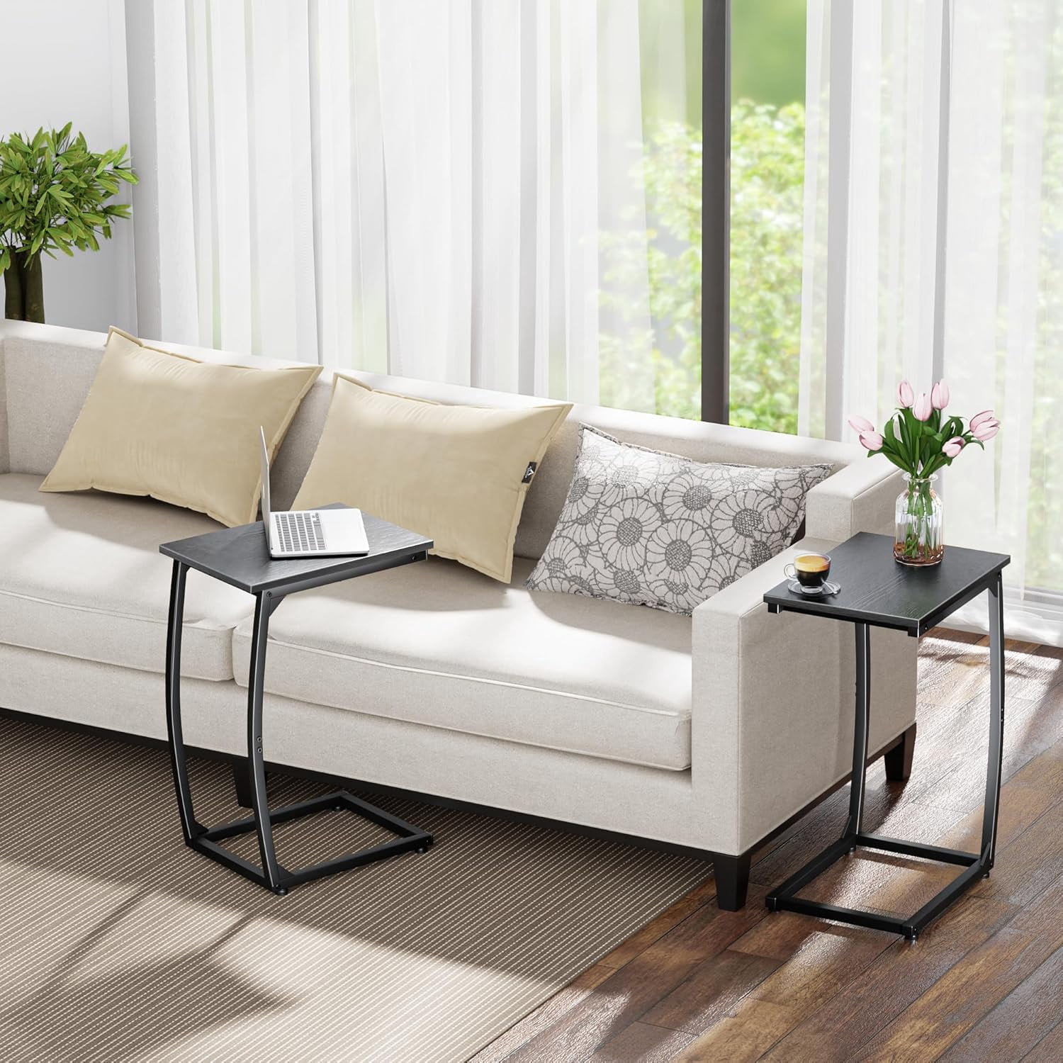 chdqwer C-Shaped End-Table - Side Table for Couch Curved Support Legs ...