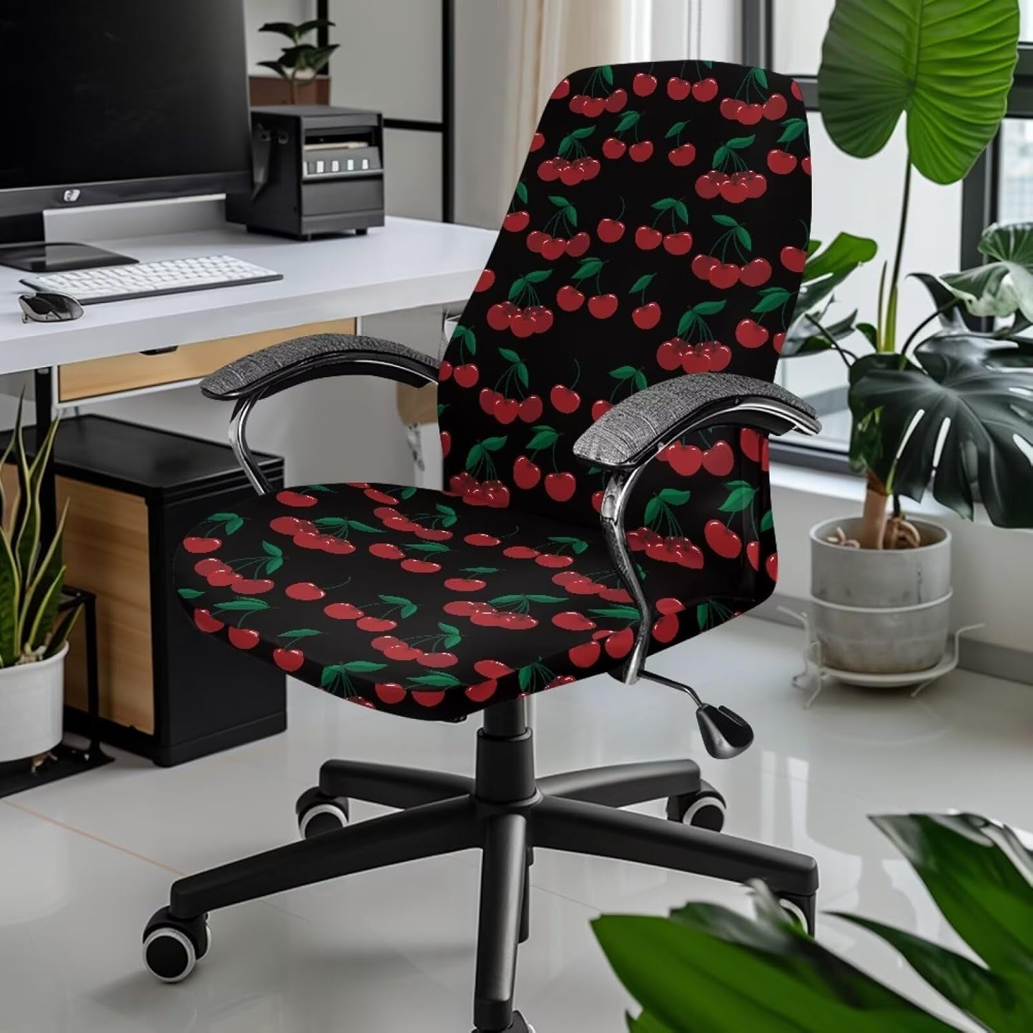 chdqwer Cherry Pattern Computer Office Chair Cover Stretchable Office ...