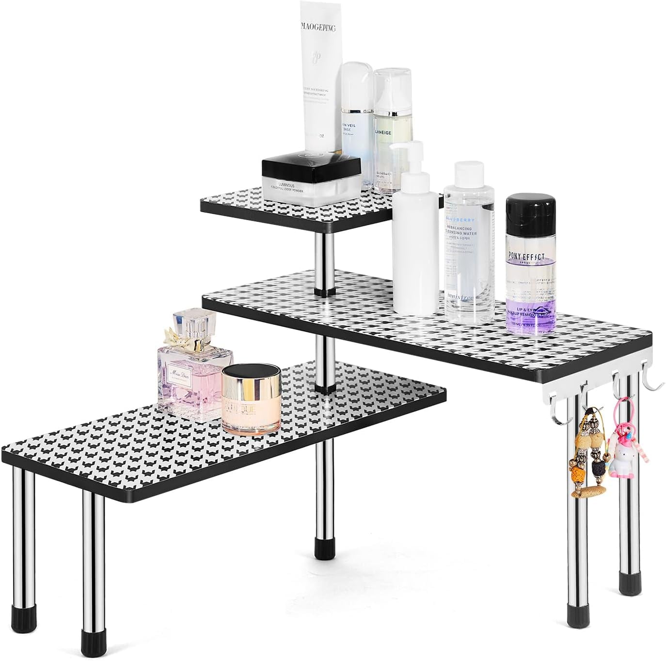 chdqwer Corner Shelf & Metal Storage Spice Rack 3 Tier Bookshelf ...