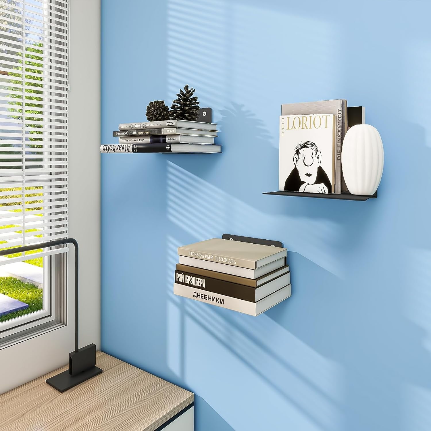 chdqwer Floating Book Shelves for Wall Wall Mounted Invisible Floating ...
