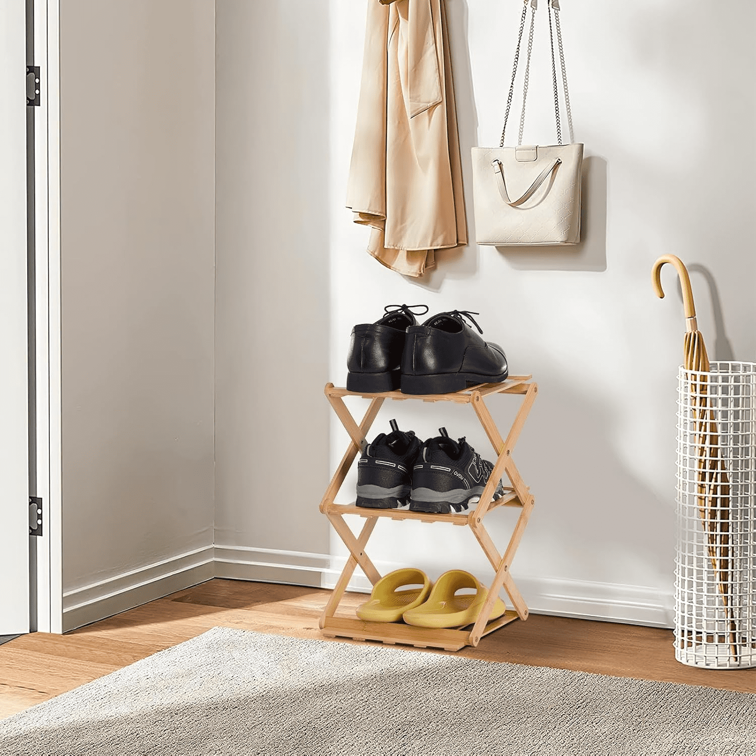 chdqwer Foldable Bamboo Shoe Rack Small Shoe Stand Shoe Rack Small ...