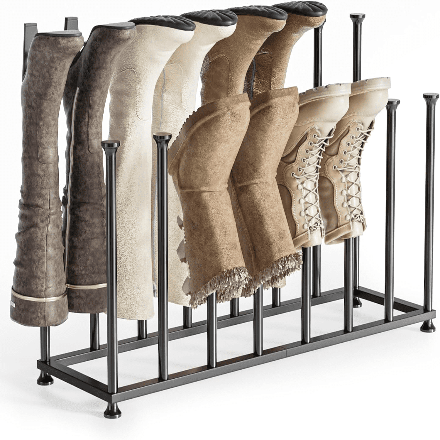 chdqwer Freestanding Boot Rack Organizer Tall Boots - Black Metal Boot ...