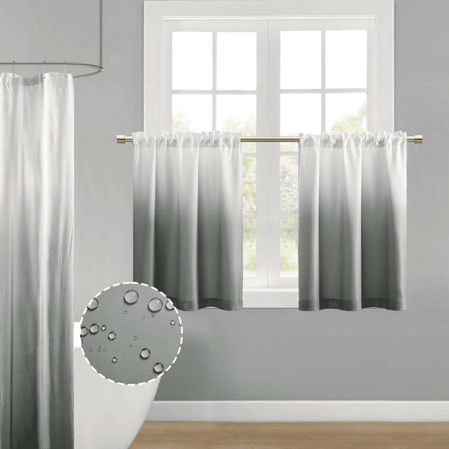 chdqwer Half Curtains for Windows Bathroom Decorative Ombre Design 80% ...