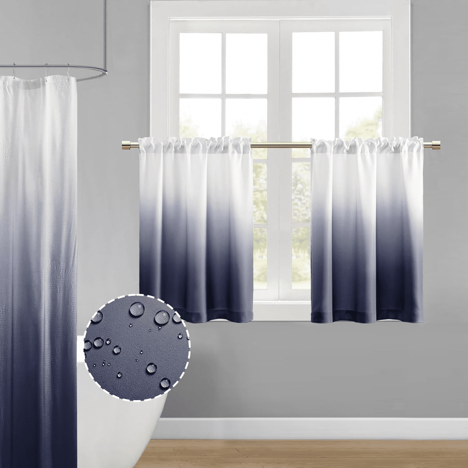 chdqwer Half Curtains for Windows Bathroom Decorative Ombre Design 80% ...