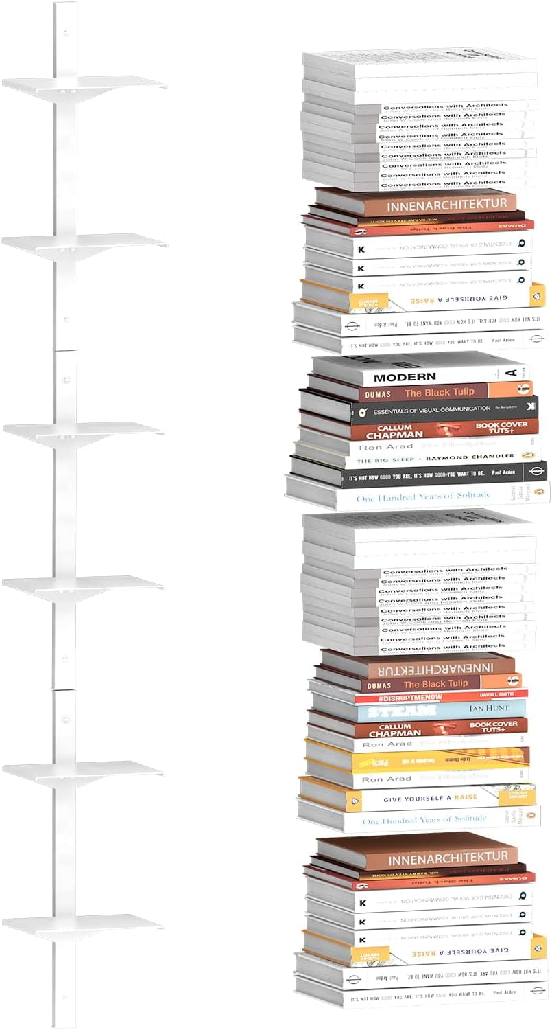 chdqwer Invisible Floating Bookshelf for Wall Mounted 4 Pack Spine Book ...