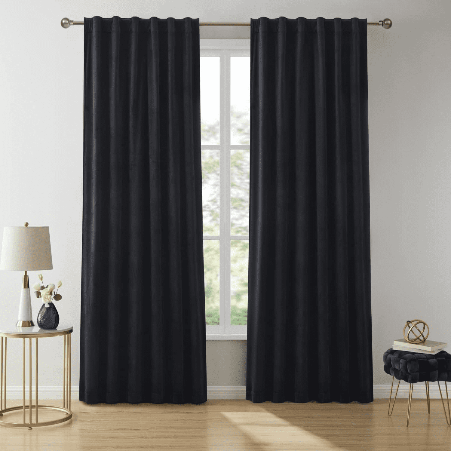 chdqwer Lopez Velvet Premium Privacy Back Tab Rod Pocket Window ...