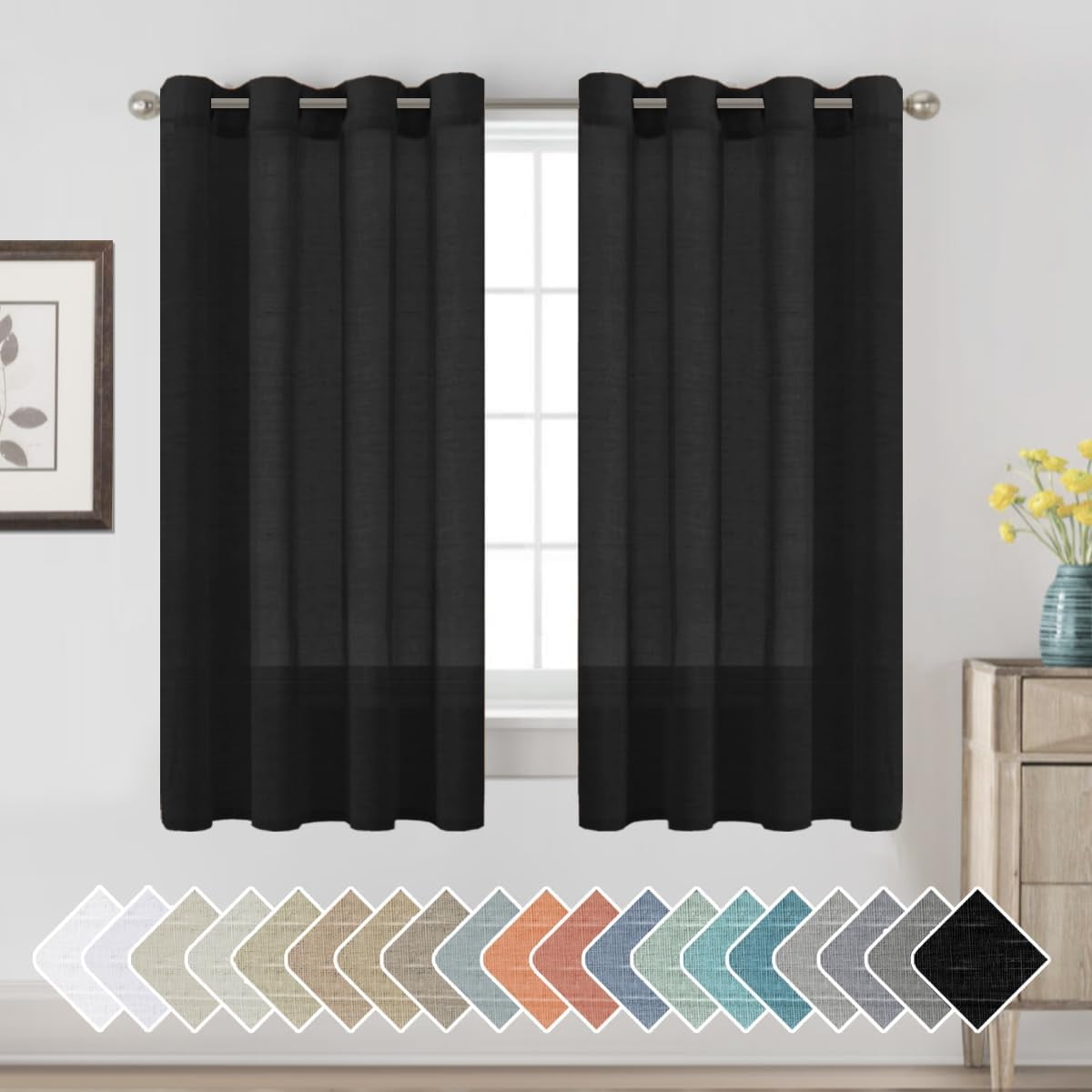 chdqwer Natural DXQPIOA Sheer Curtains Flax DXQPIOA Blended Curtain ...