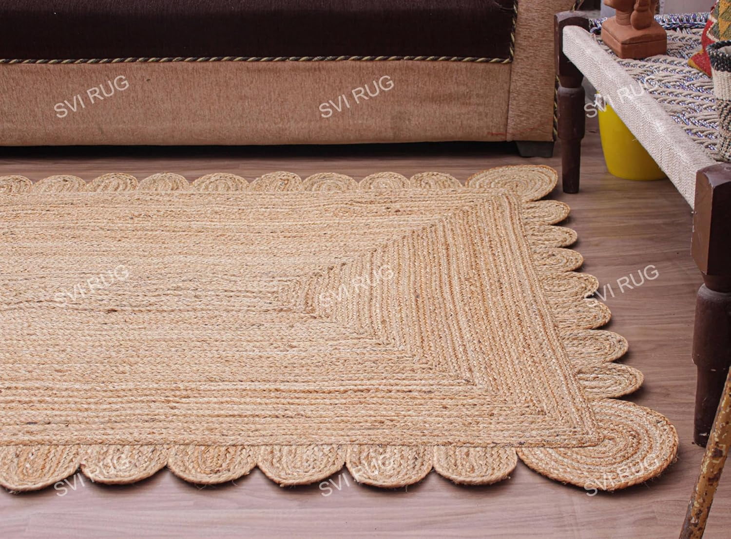 chdqwer Scallop Pattern Jute Bohemian Area Rug (2' x 3') - Walmart.com