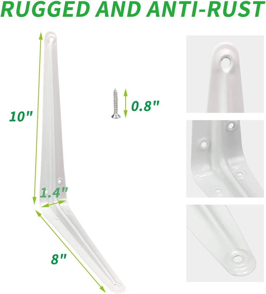 chdqwer Shelf 10 Inch 20 Pack White Metal Heavy Duty L Adjustable ...