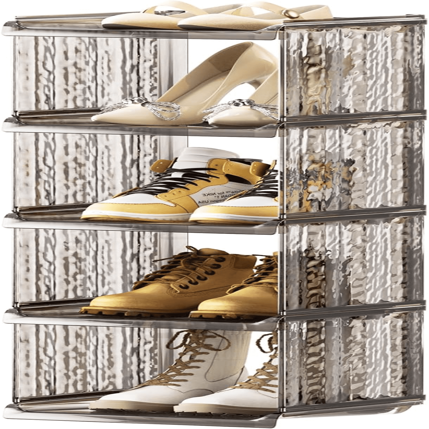 chdqwer Shoe Rack for Closet - 5 Tier Vertical Ice Clear Shoe Rack ...