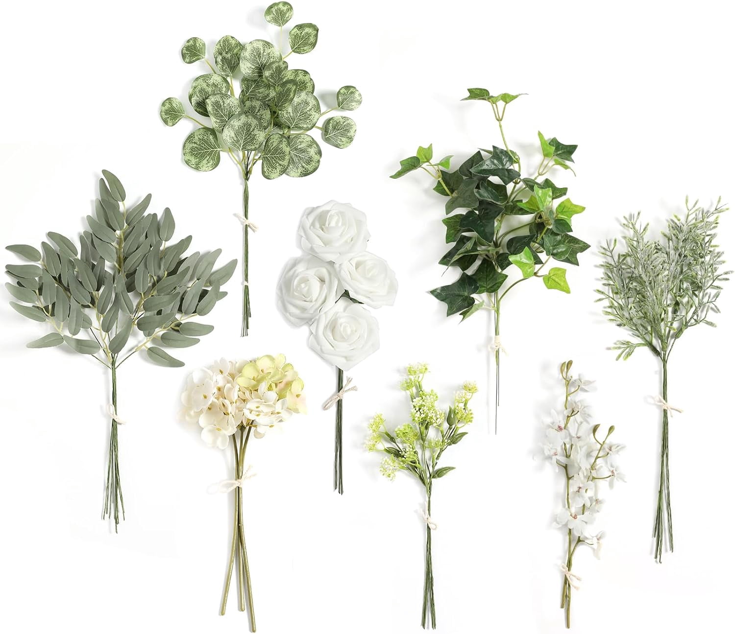 chdqwer Spring Green Artificial Greenery Stems Filler Combo Box Set ...