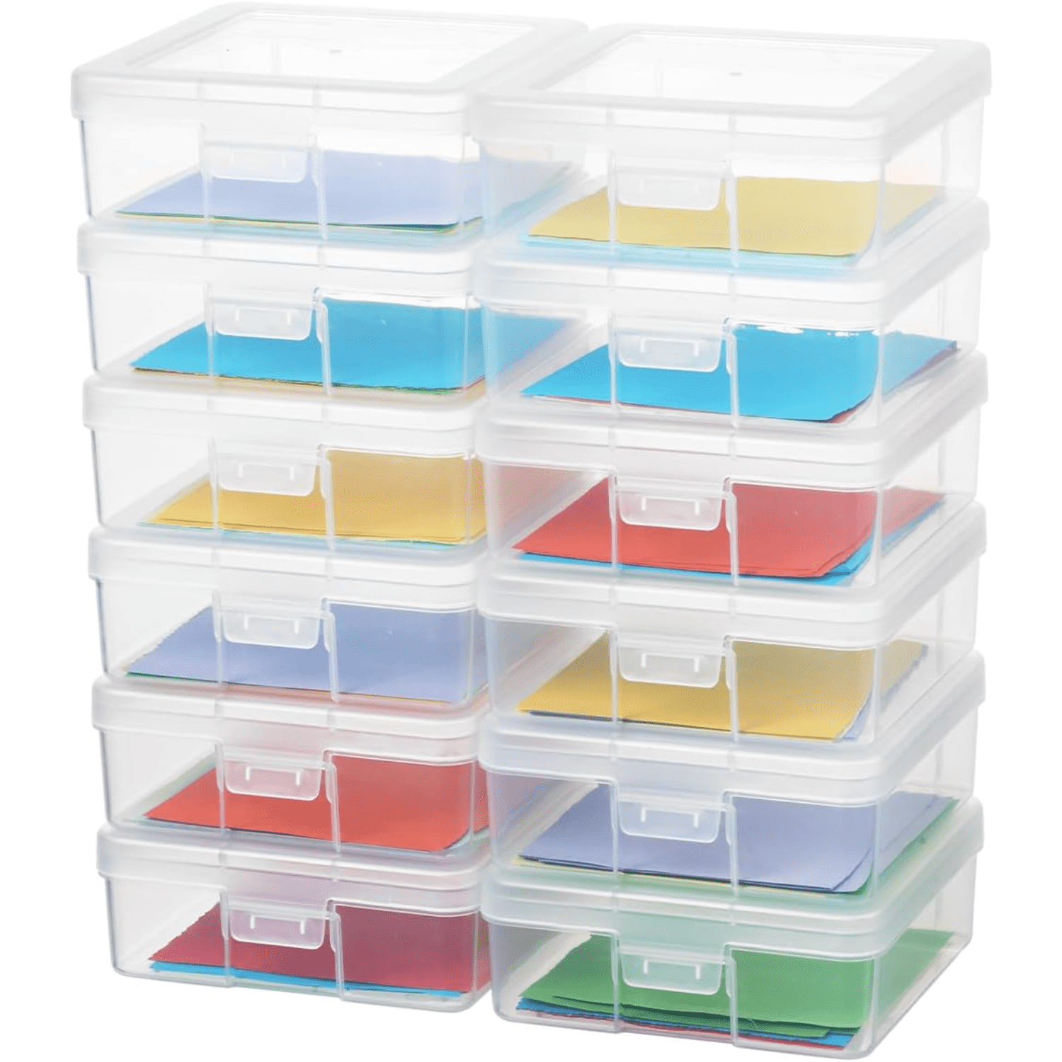 chdqwer Stackable Plastic Clear Storage Containers with Latching Lid ...