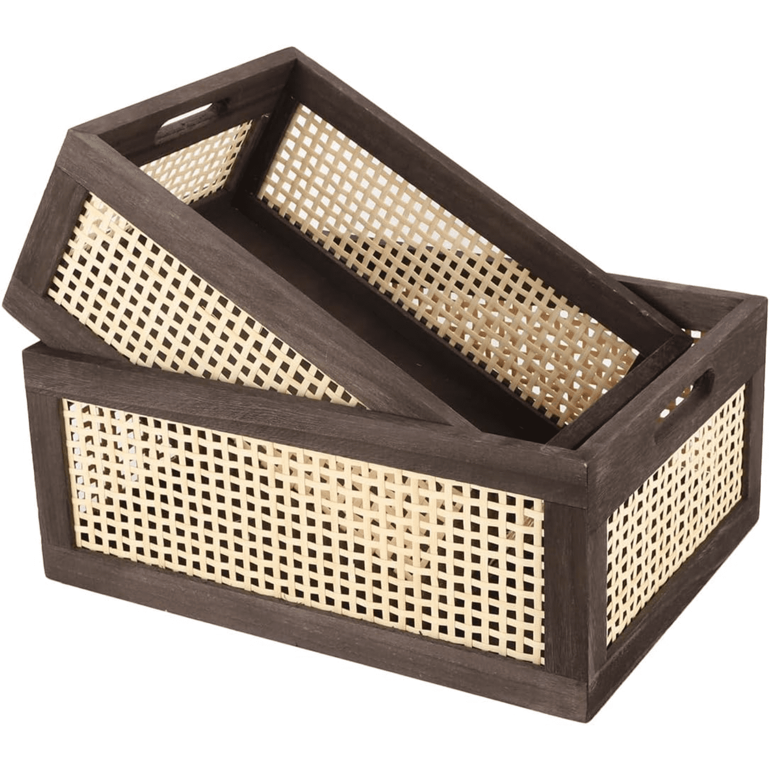 chdqwer Wood Storage Baskets Rattan Storage Baskets Desk Office Drawer ...