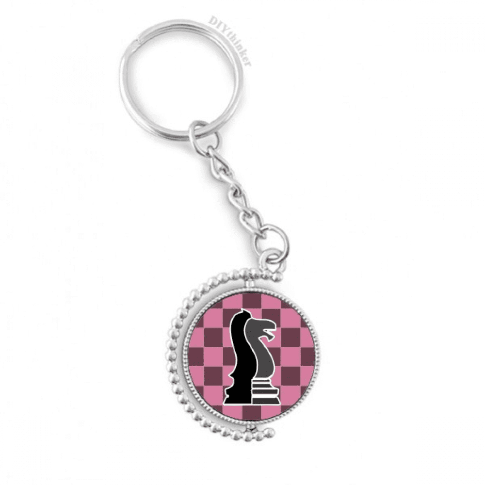checkerboard knight black word chess rotatable keyholder disc ...