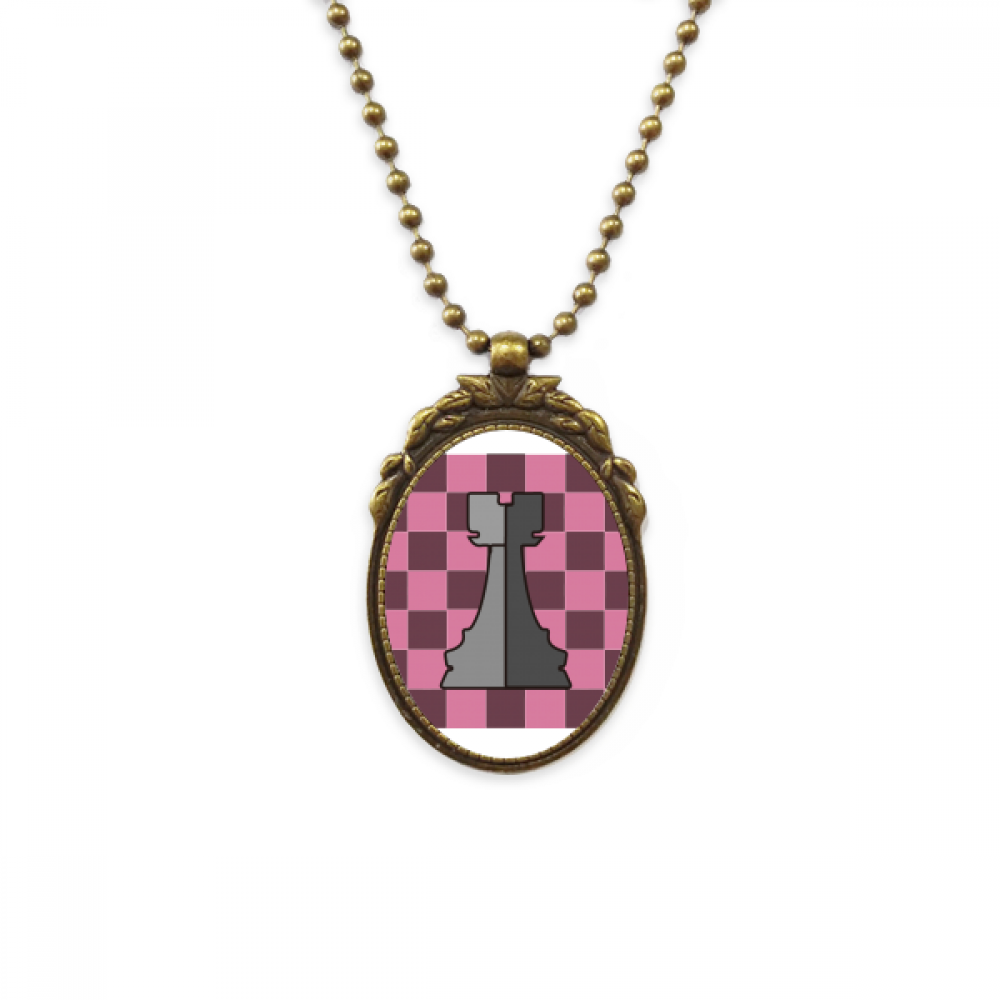 checkerboard rook white word chess antique necklace vintage bead ...