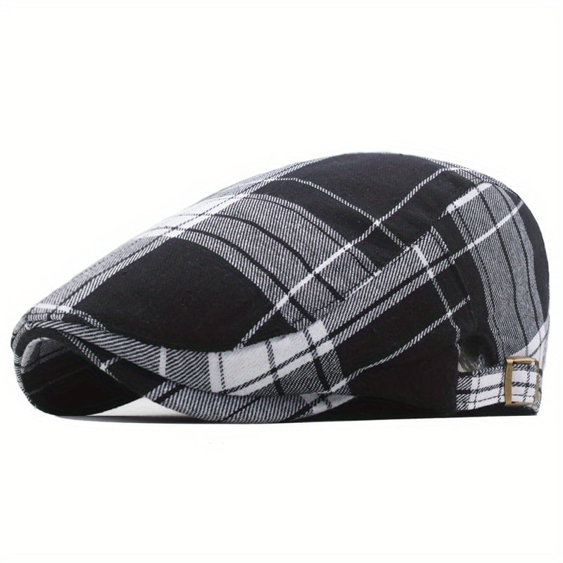 checkered pattern gorro verano hombre men hat vintage hat boina ...