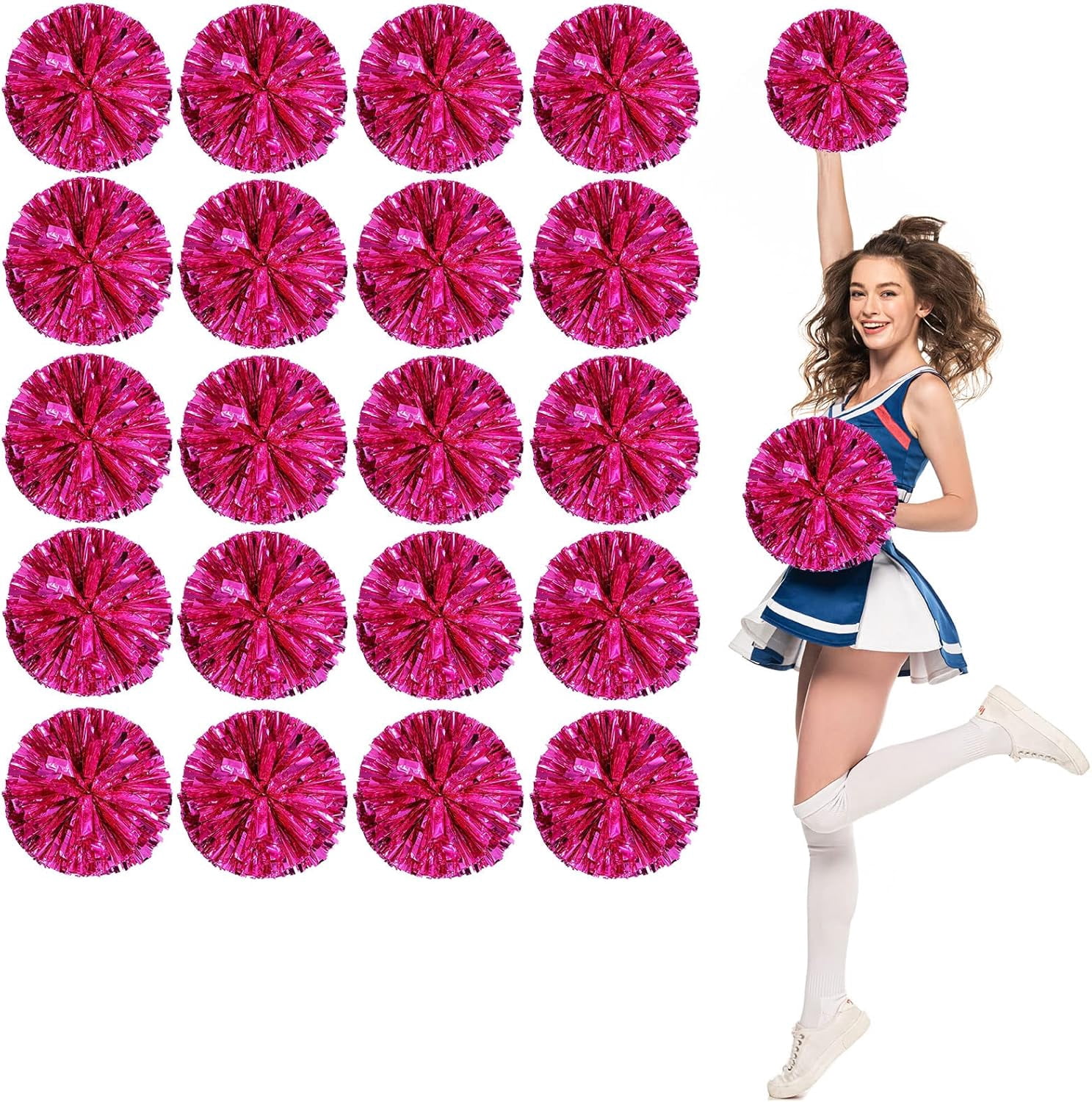cheer pom pom, 20PCS Cheerleading Pom Poms, Premium Metallic Pom Poms ...