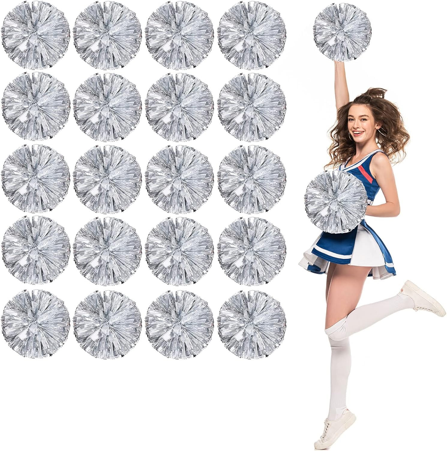 cheer pom pom, 20PCS Cheerleading Pom Poms, Premium Metallic Pom Poms ...
