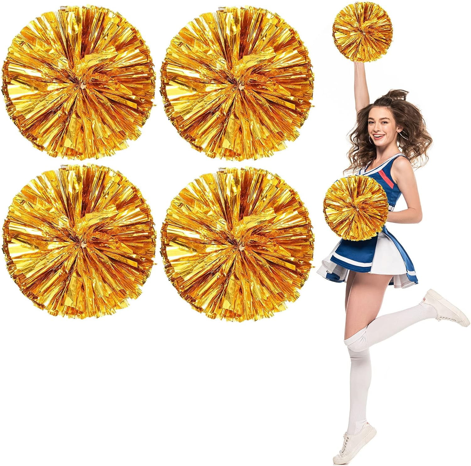 cheer pom pom, Cheerleading Pom Poms, Premium Metallic Pom Poms Set ...