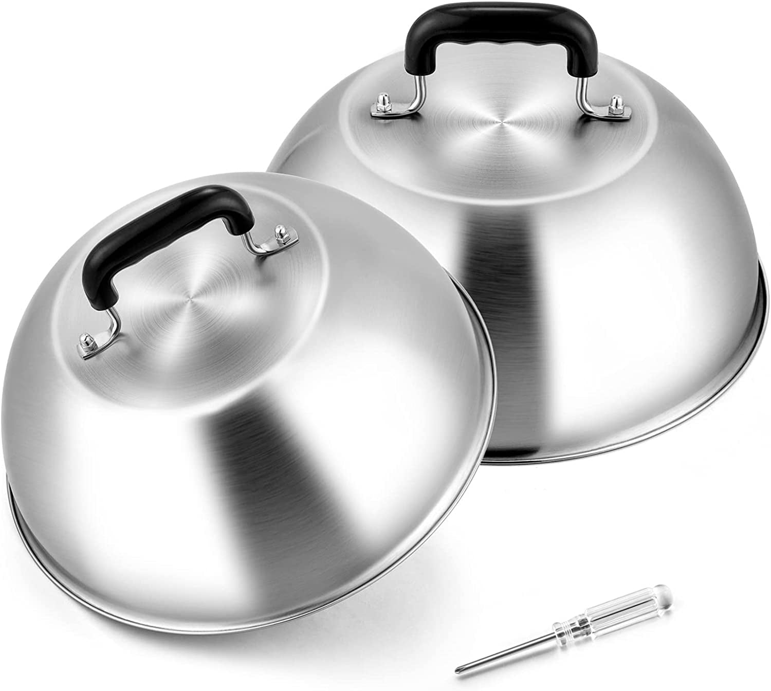 **cheese melting dome set of 2(12 inch), large stainless steel basting ...