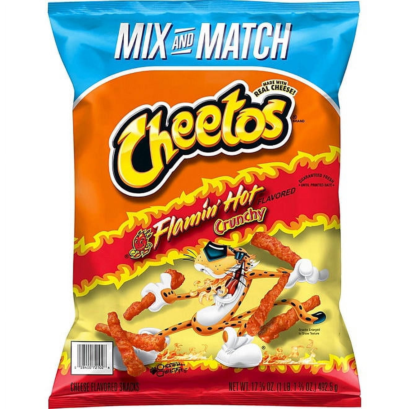 Cheeto's Crunchy Flamin' Hot Cheese Snacks, 17.37 oz, Cheesy Finger ...