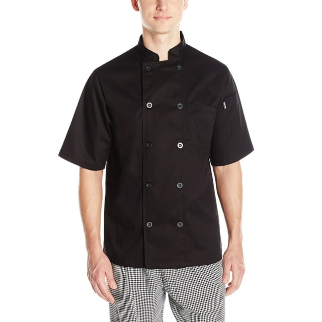 Chef Code Men's Cool Work Uniform, Classic Short Sleeve Chef Coat with Pockets, Pearl Buttons ...