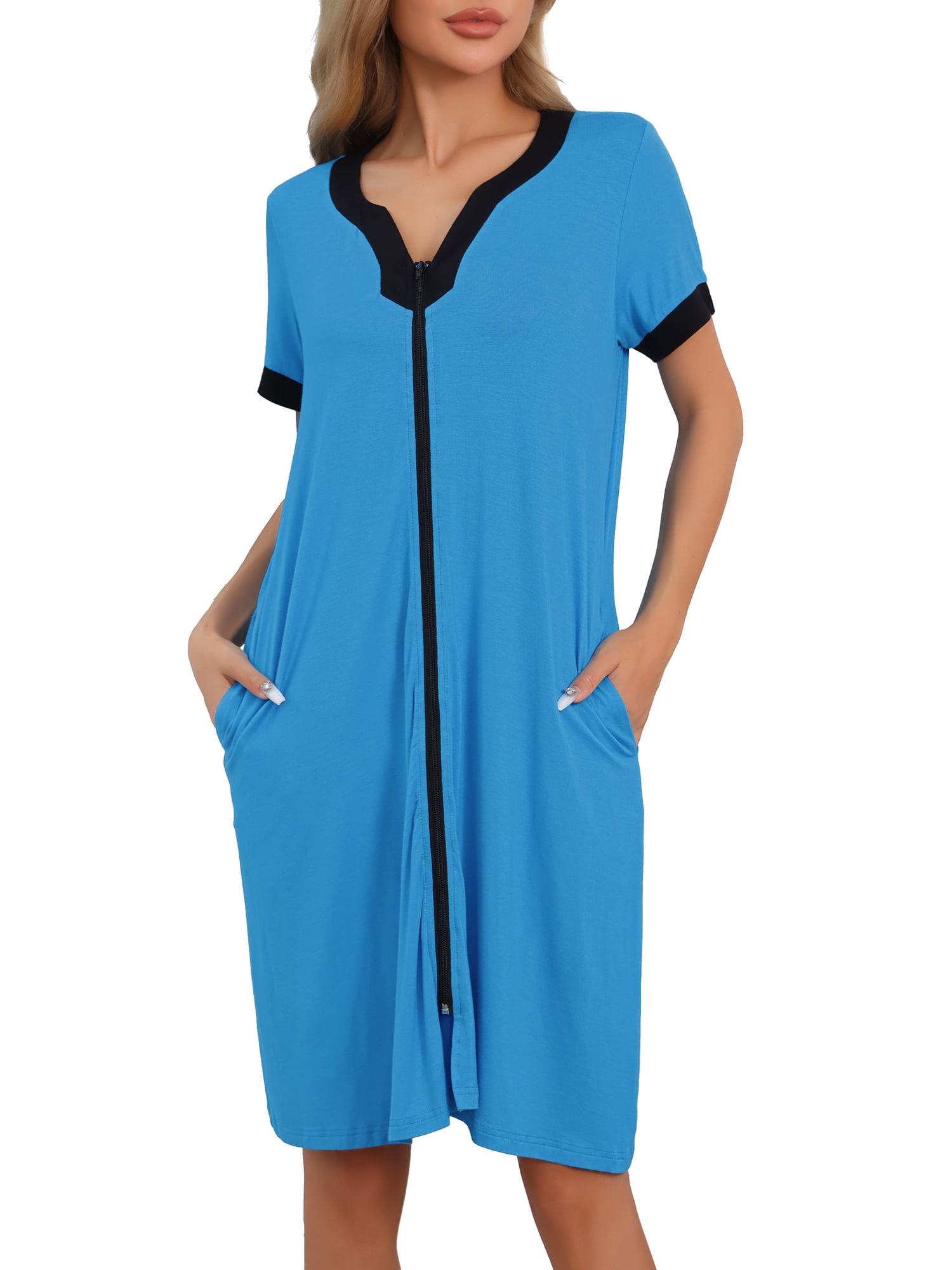 INSPIRE CHIC INSPIRE CHIC Women's Zip-Up Front Nightgown Robe House ...