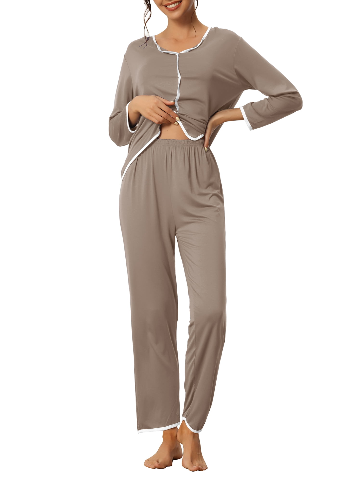 cheibear Women's Lounge Sets Long Sleeve Knit Pullover Tops with Pants ...