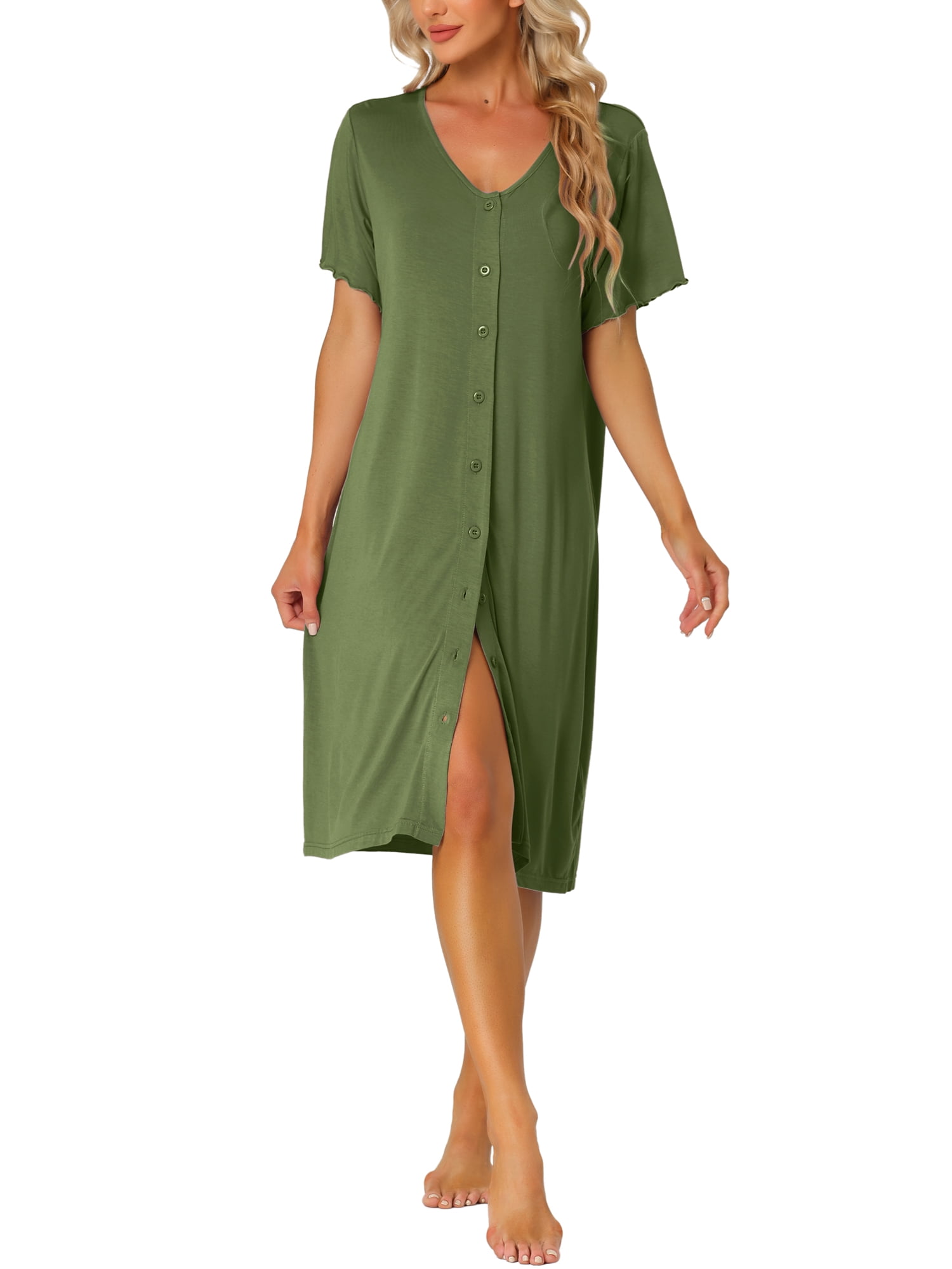 cheibear Women's Nightgown, Button Down Pajama Sleepshirt, Soft Modal ...