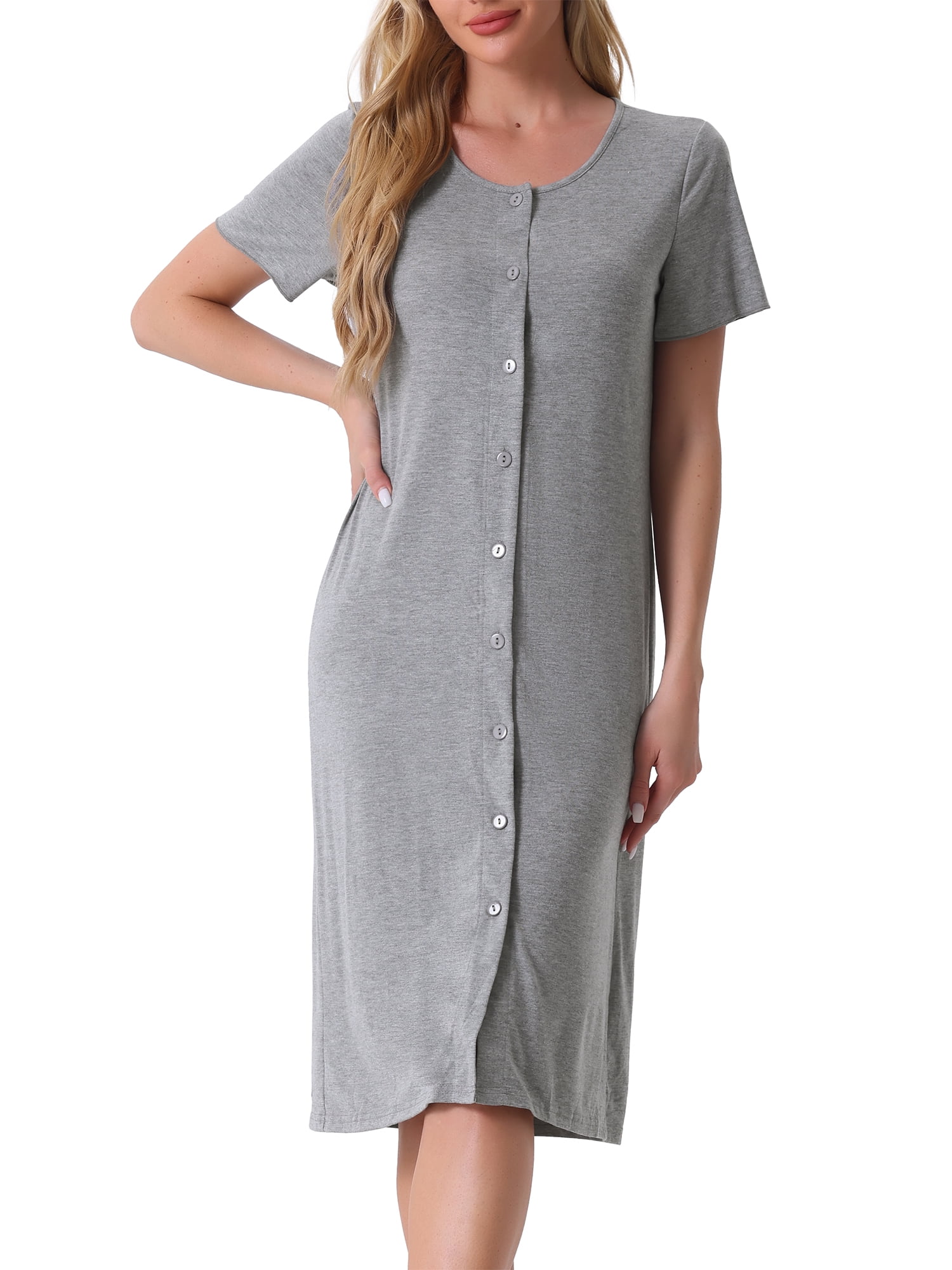 INSPIRE CHIC Women's Nightgown Button Down Soft Modal Short Sleeve ...