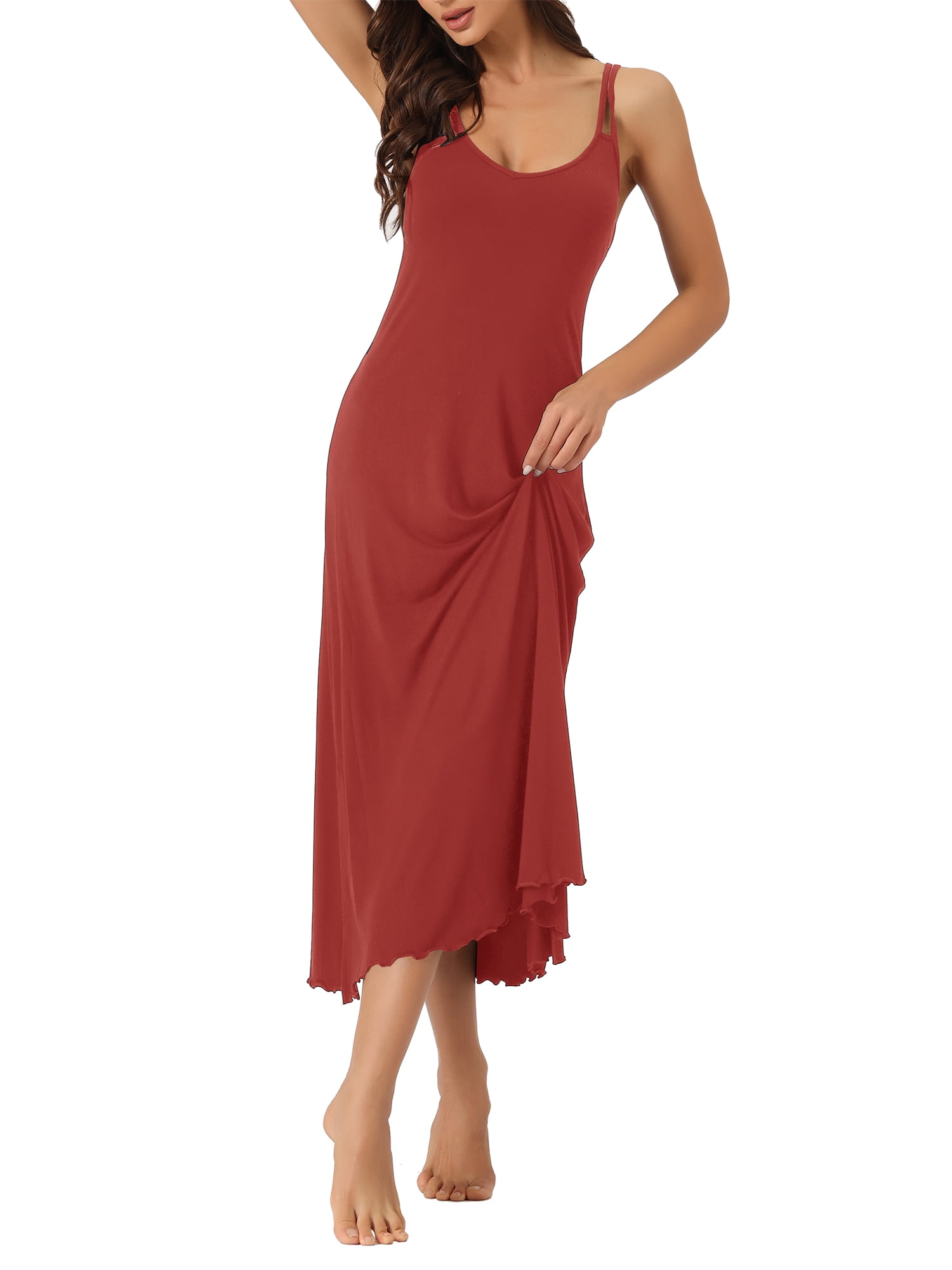 INSPIRE CHIC Women's Pajama Dress Slip Round Neck Cross Back Camisole ...