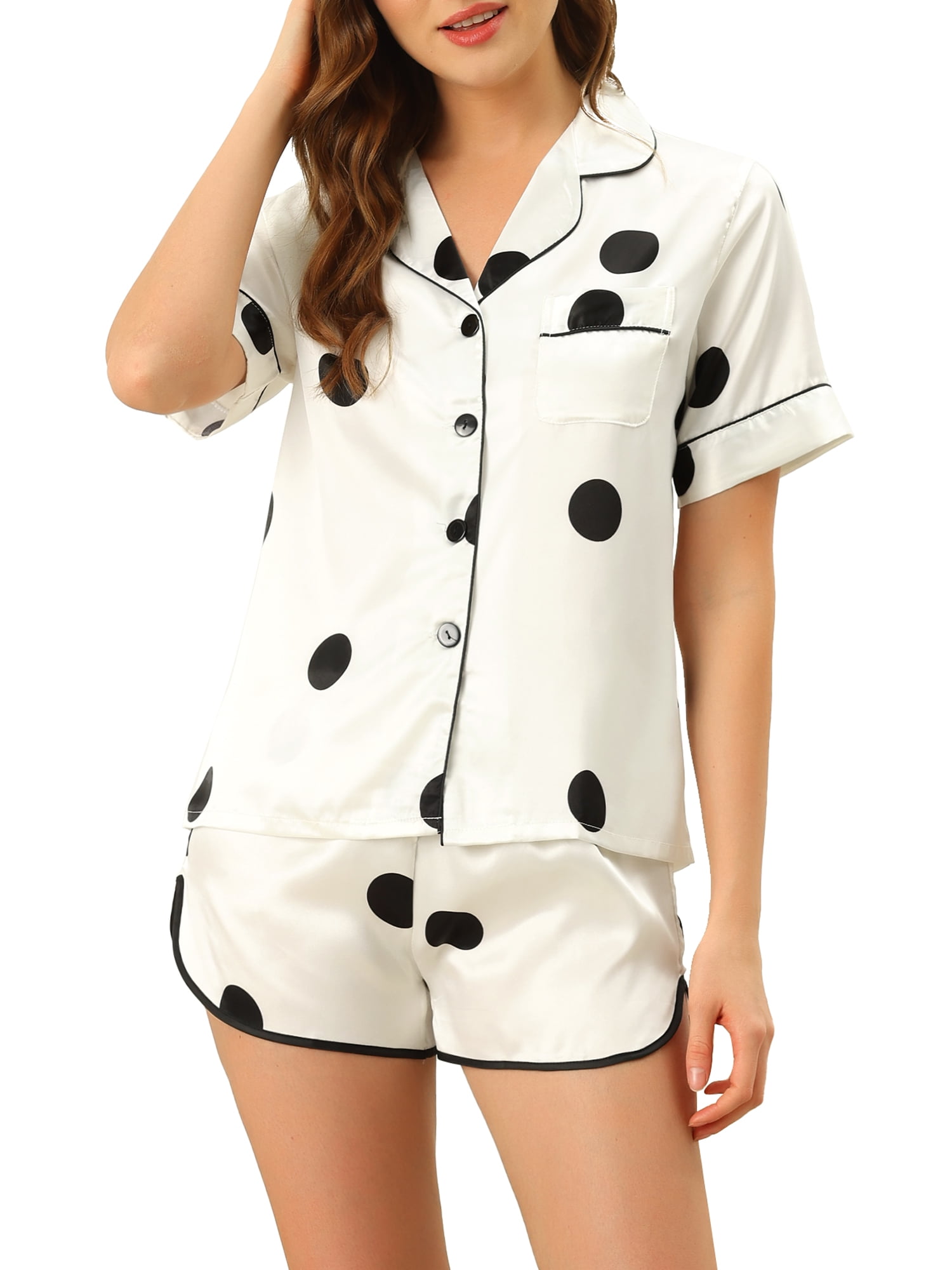 INSPIRE CHIC Women's Satin Pajama Sets Nightwear Sleepwear Tops with ...