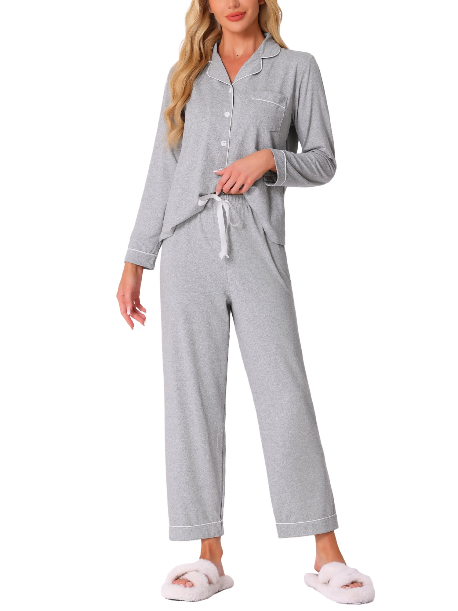 INSPIRE CHIC Women's Sleepwear Pajamas Modal Button Down Long Sleeves ...