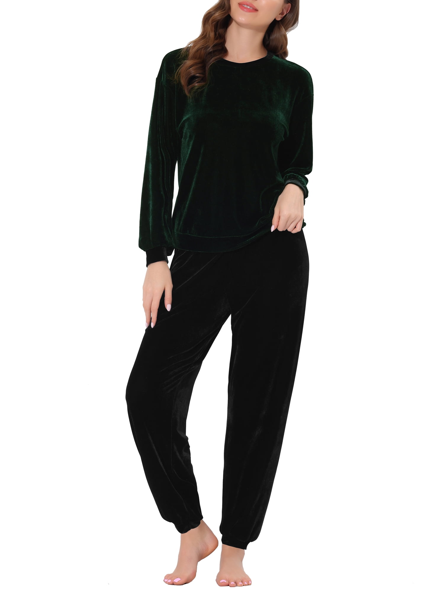 INSPIRE CHIC Women's Velvet Pajamas Set Long Sleeve Top and Pants Soft ...
