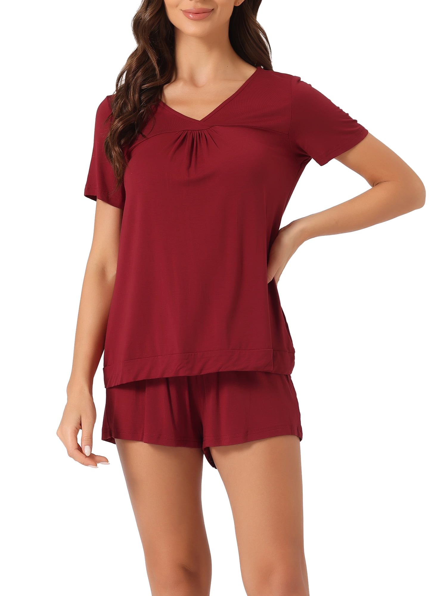 INSPIRE CHIC Women's Lounge Outfits Casual V Neck Shorts Sleeves Tops ...