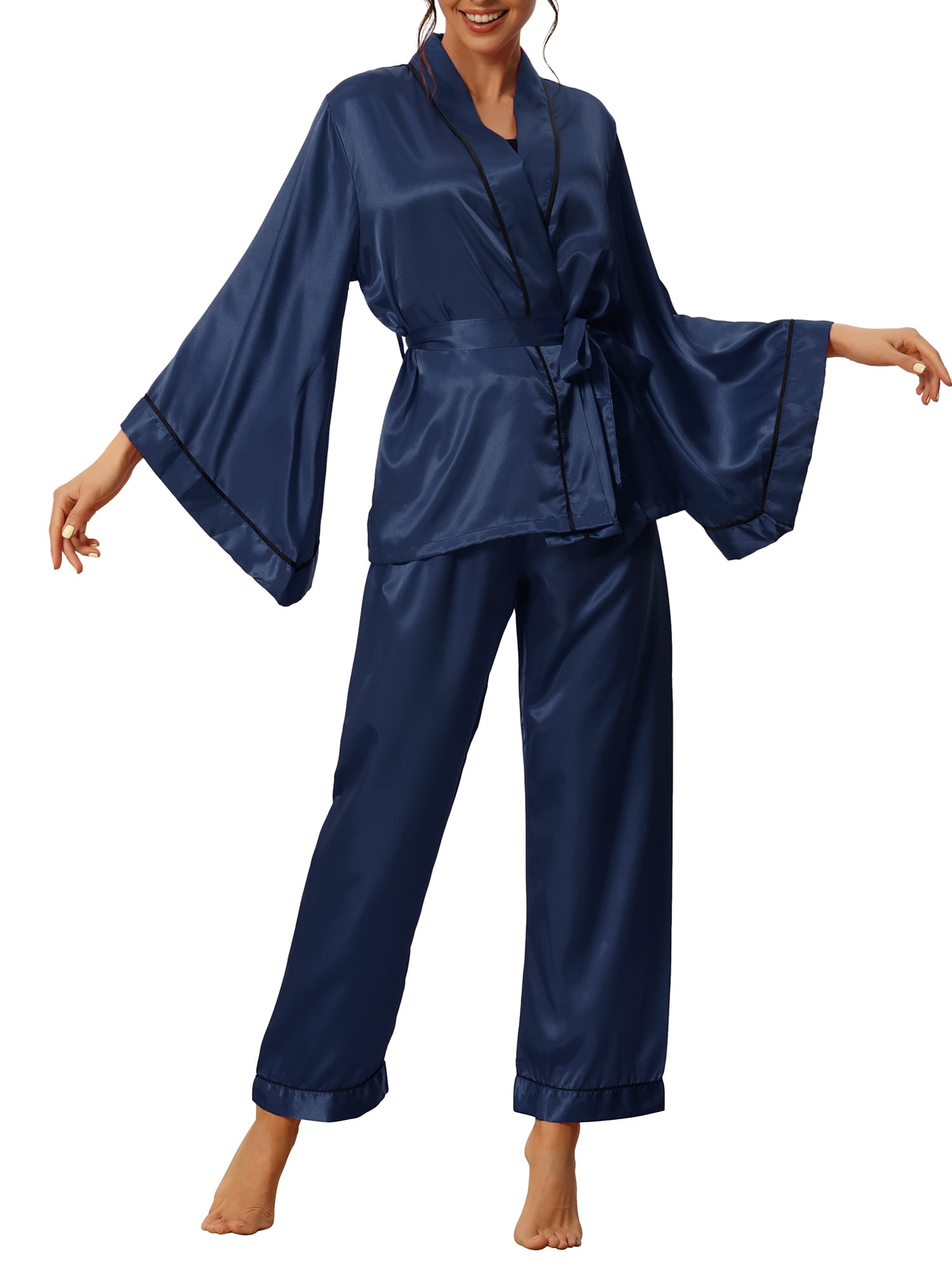 cheibear Womens Satin Silk Kimono Bridesmaid Wedding Bridal Party Bell ...