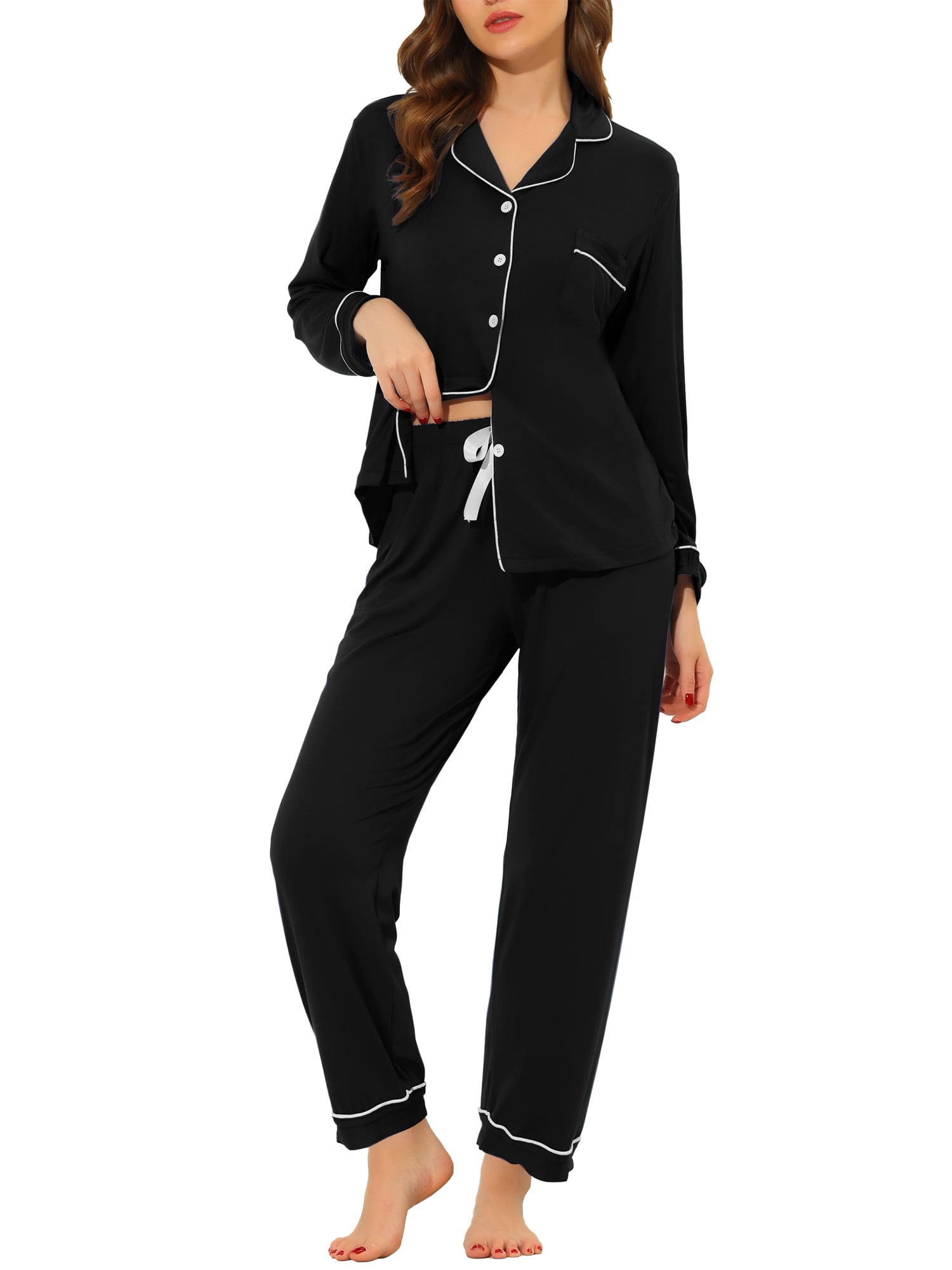 INSPIRE CHIC Women's Sleepwear Pajamas Modal Button Down Long Sleeves ...