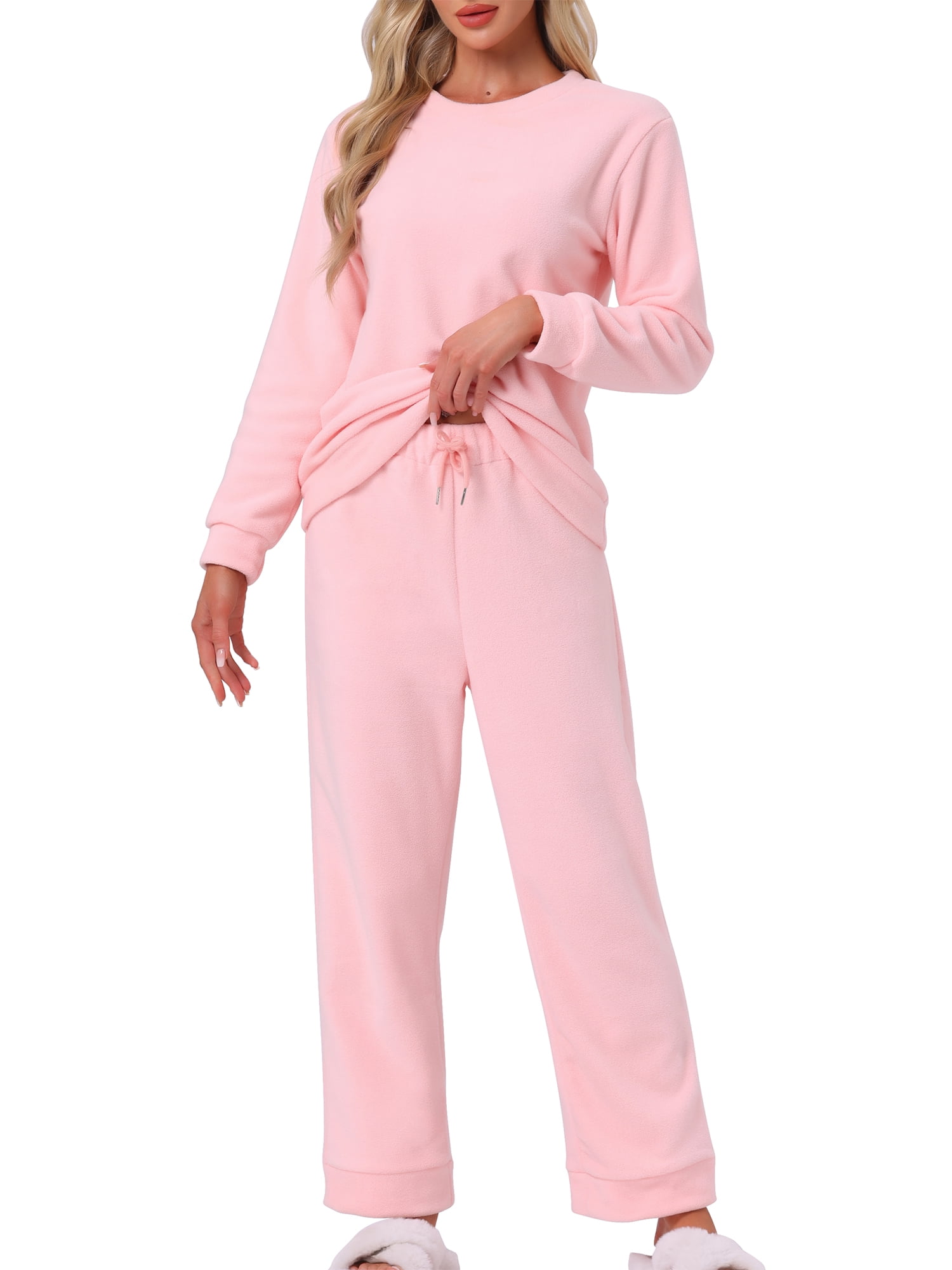 cheibear Women's Sweatsuits 2 Piece Outfit Fuzzy Flannel Lounge Sets ...