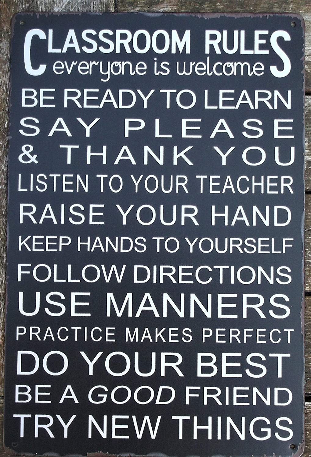 chen Classroom Rules Retro Metal Aluminum Sign Plaque Poster Wall Decor ...