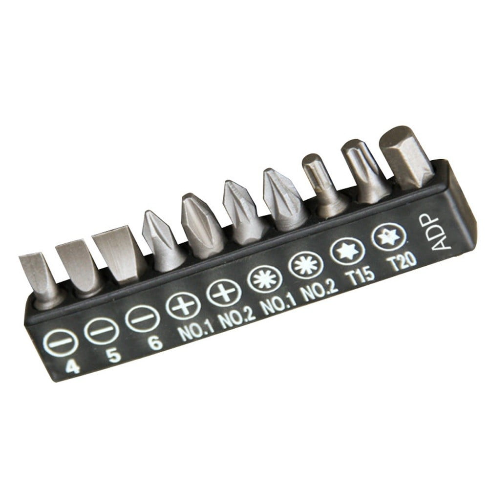 Chengsi 10pcs Insert Bit Set Torx Flat Head Cross Electric Screwdriver