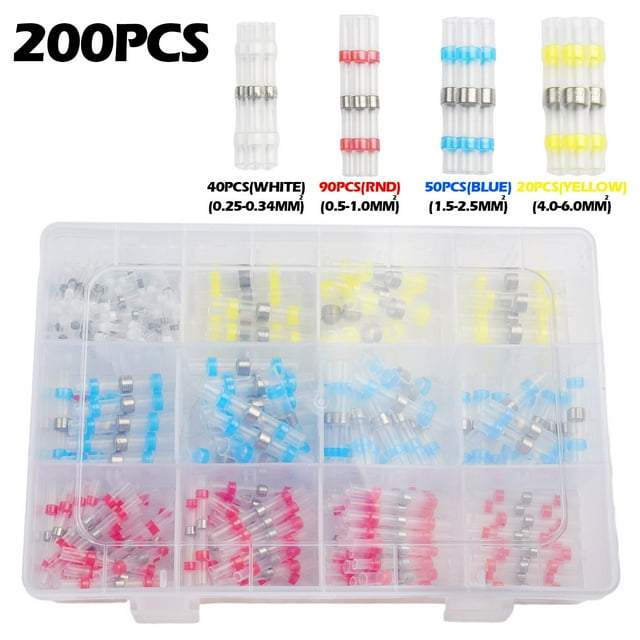 chengsi 200Pcs Solder Seal Stick Wire Connectors Heat Shrink Butt Crimp ...