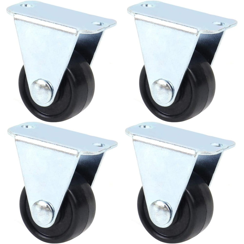 chengsi 4 Pack Rubber Caster Wheel Single Wheels Heavy Duty Non-Swivel ...