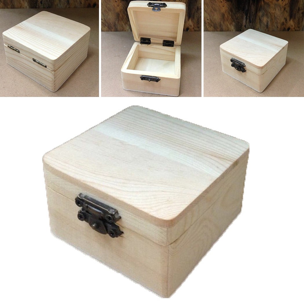 chengsi Plain Natural Plain Wooden Storage Box With Lid Square Craft ...